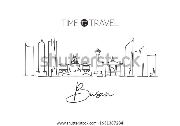 One Continuous Line Drawing Busan City 스톡 벡터(로열티 프리) 1631387284 ...