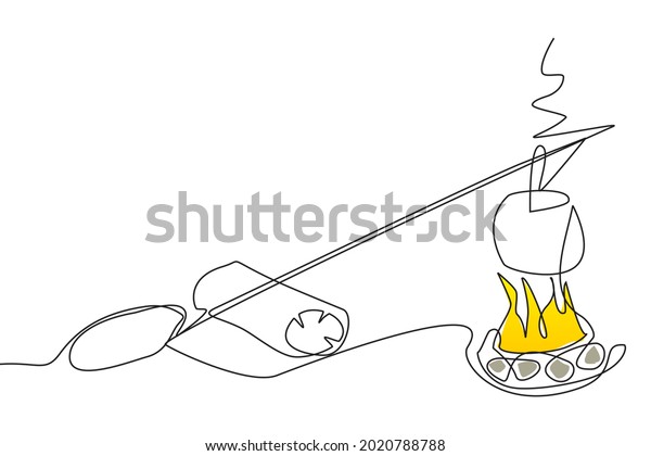 One Continuous Line Drawing Cooking Nature Stock Vector (Royalty Free ...