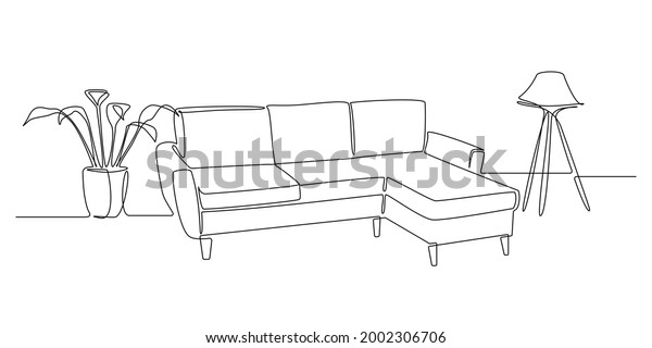One Continuous Line Drawing Couch Sofa Stock Vector (Royalty Free ...