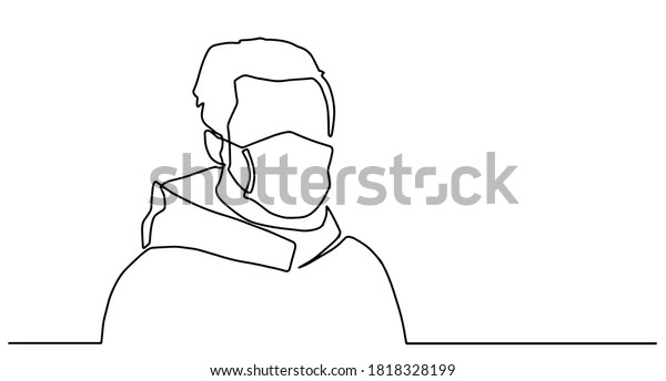One Continuous Line Drawing Cough Man Stock Vector (Royalty Free ...