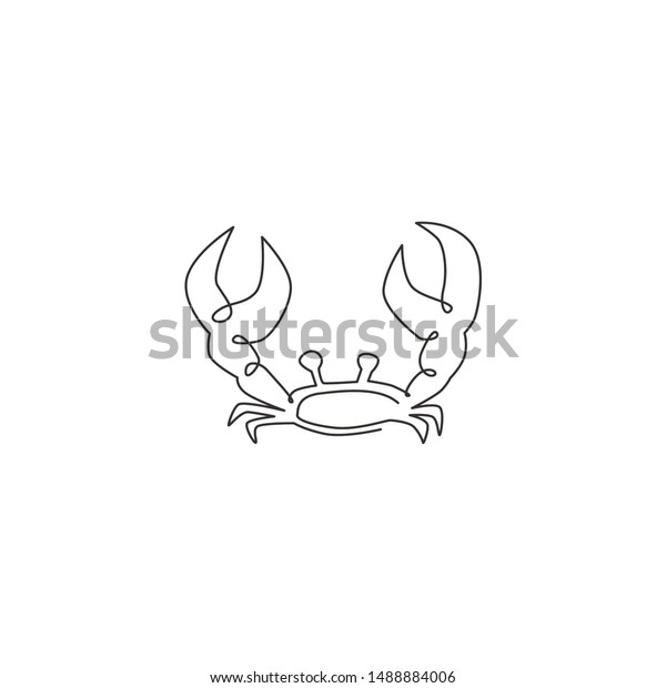 One Continuous Line Drawing Cute Crab Stock Vector (Royalty Free ...