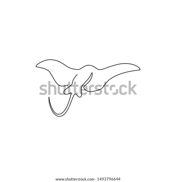 One Continuous Line Drawing Cute Stingray Stock Vector (Royalty Free ...