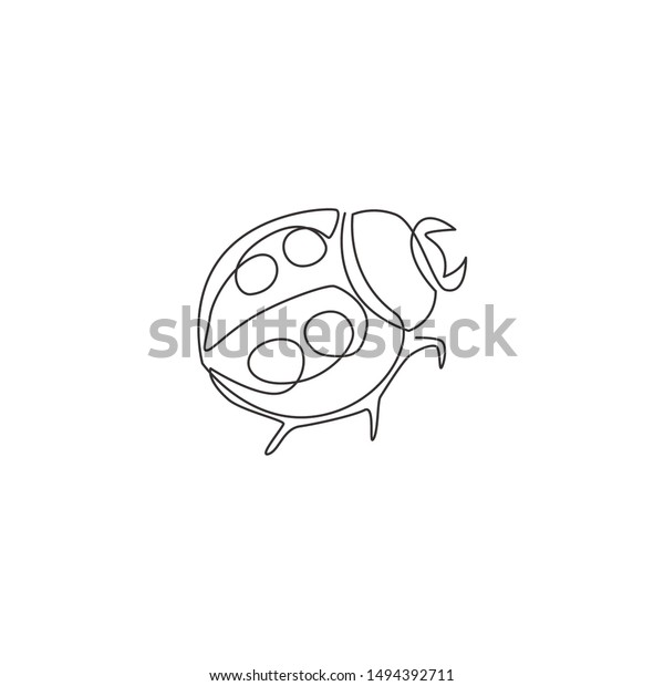 One Continuous Line Drawing Cute Ladybug Stock Vector (Royalty Free ...