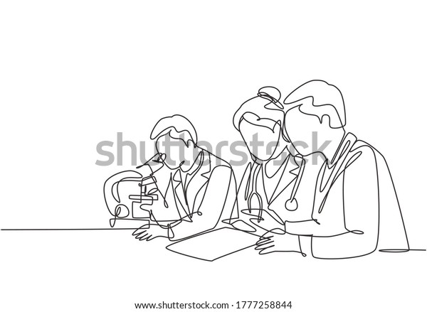 One Continuous Line Drawing Doctor Analyze Stock Vector (Royalty Free ...