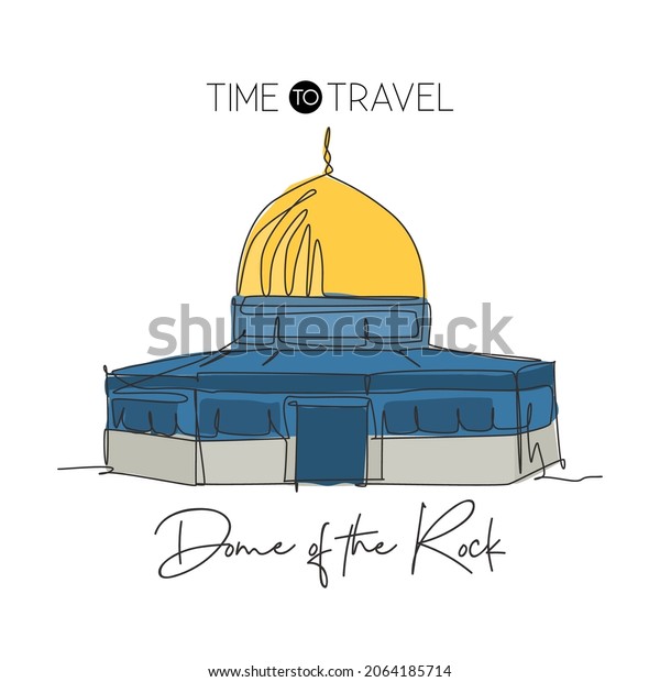 One Continuous Line Drawing Dome Rock Stock Vector (Royalty Free ...