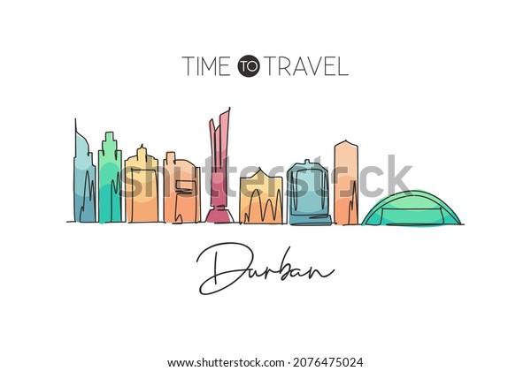 One Continuous Line Drawing Durban City Stock Vector (Royalty Free ...
