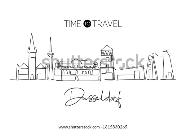 One Continuous Line Drawing Dusseldorf City Stock Vector (Royalty Free ...