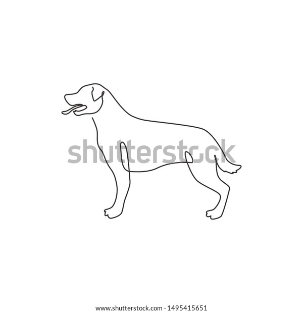 One Continuous Line Drawing Fierce Rottweiler Stock Vector (Royalty ...