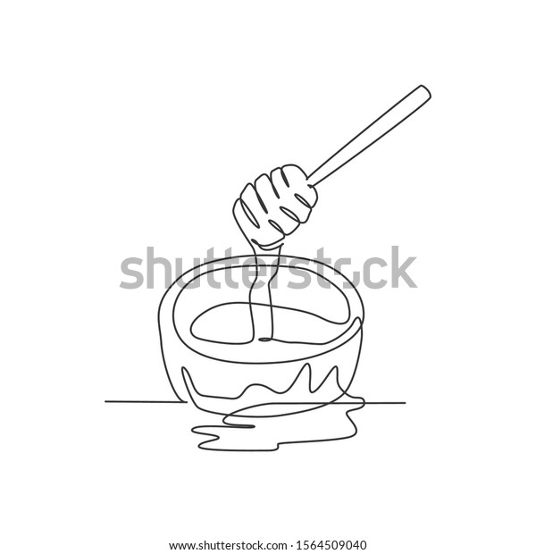One Continuous Line Drawing Fresh Delicious Stock Vector (Royalty Free ...