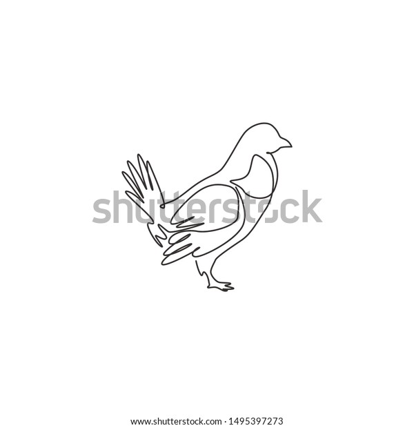 One Continuous Line Drawing Funny Grouse Stock Vector (Royalty Free ...