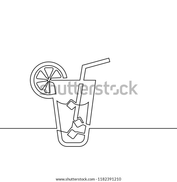 One Continuous Line Drawing Glass Water Stock Vector (Royalty Free ...
