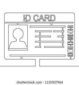 Vektor Stok One Continuous Line Drawing Id Card (Tanpa Royalti ...