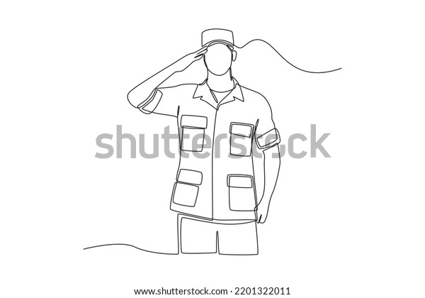 One Continuous Line Drawing Male Soldier Stock Vector (Royalty Free ...