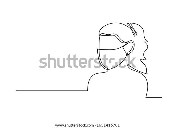 One Continuous Line Drawing Medical Face Stock Vector (Royalty Free ...