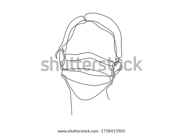 One Continuous Line Drawing Medical Face Stock Vector (Royalty Free ...