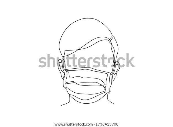 One Continuous Line Drawing Medical Face Stock Vector (Royalty Free ...