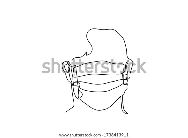 One Continuous Line Drawing Medical Face: เวกเตอร์สต็อก (ปลอดค่า ...