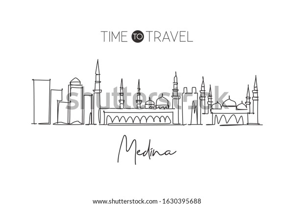 One Continuous Line Drawing Medina City Stock Vector (Royalty Free ...