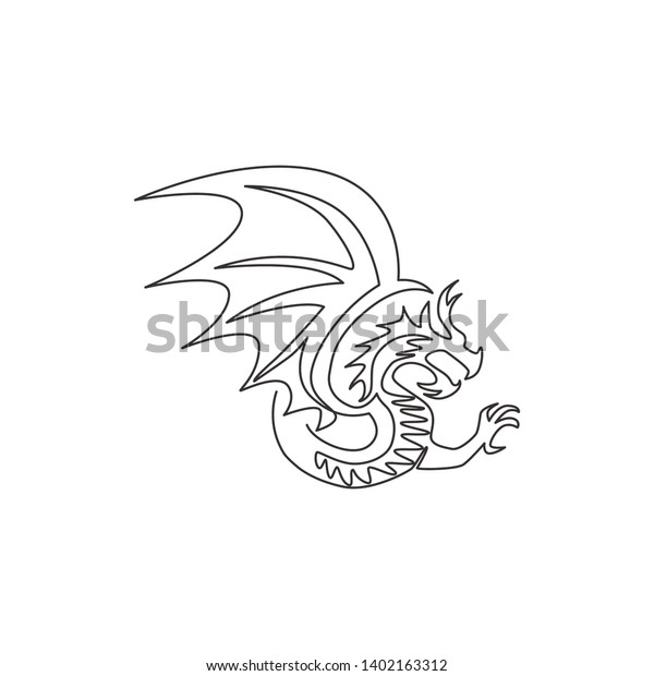 One Continuous Line Drawing Mythological Creature: เวกเตอร์สต็อก (ปลอด ...