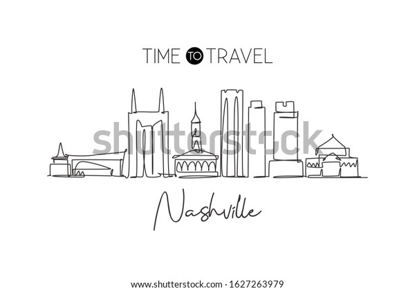 One Continuous Line Drawing Nashville City Stock Vector (Royalty Free ...