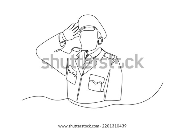 One Continuous Line Drawing Old Veteran Stock Vector (Royalty Free ...