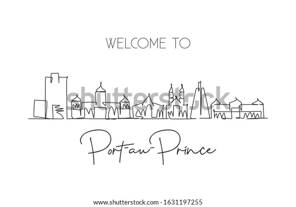 One Continuous Line Drawing Port Au Stock Vector (Royalty Free ...