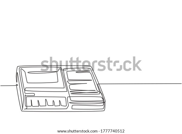 One Continuous Line Drawing Retro Old Stock Vector Royalty Free