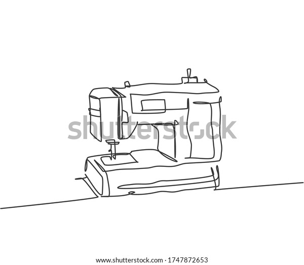 One Continuous Line Drawing Sewing Machine Stock Vector (Royalty Free ...