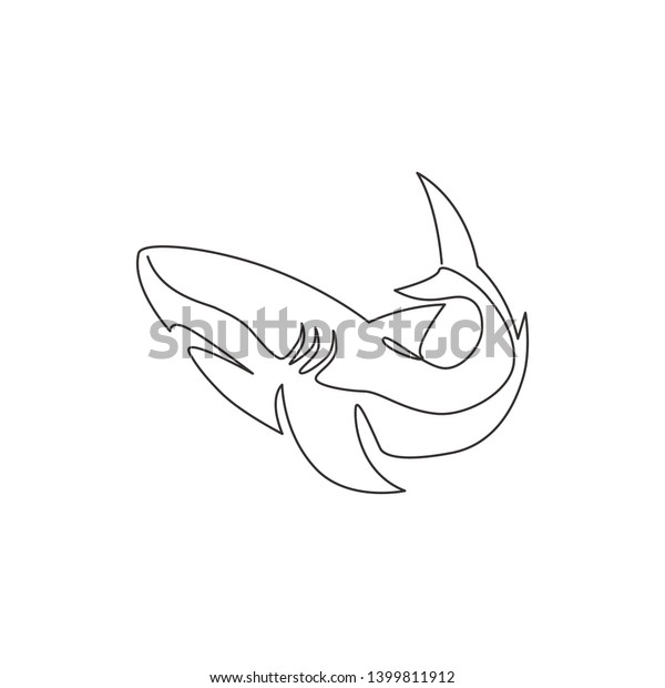 One Continuous Line Drawing Shark Sea Stock Vector (Royalty Free ...