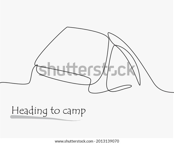 One Continuous Line Drawing Tent Theme Stock Vector (Royalty Free ...