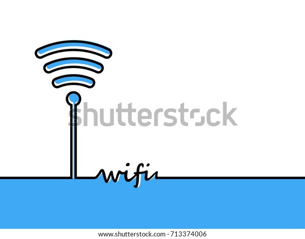 One Continuous Line Drawing Wifi Icon Stock Vector (Royalty Free ...