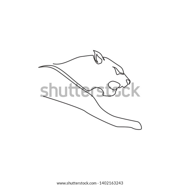 One Continuous Line Drawing Wild Leopard Stock Vector (Royalty Free ...