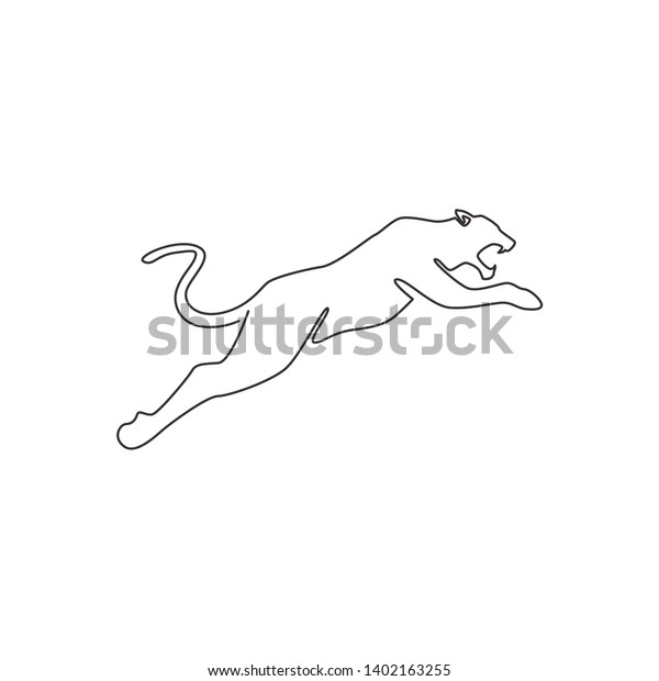 One Continuous Line Drawing Wild Leopard Stock Vector (Royalty Free ...