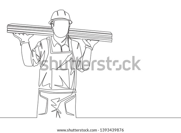 One Continuous Line Drawing Young Lumberjack Stock Vector (Royalty Free ...