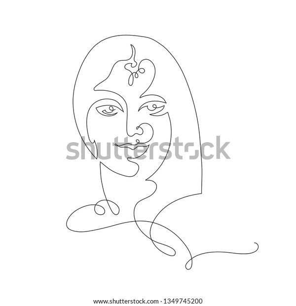 One Continuous Line Drawings Abstract Portrait Stock Vector (Royalty ...
