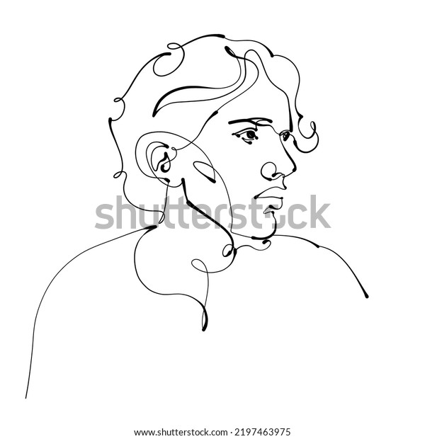 One Continuous Line Male Vector Minimalist Stock Vector (Royalty Free ...