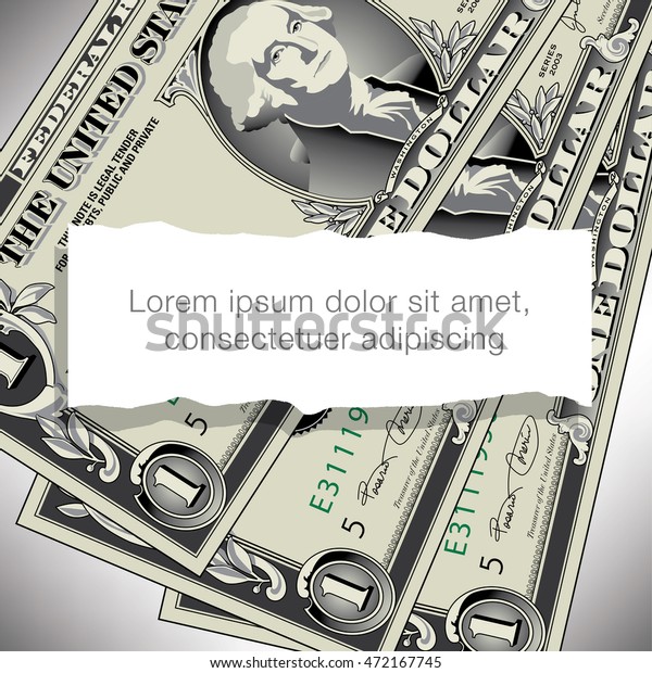 Vektor Stok One Dollar Bill Design White Space (Tanpa Royalti ...