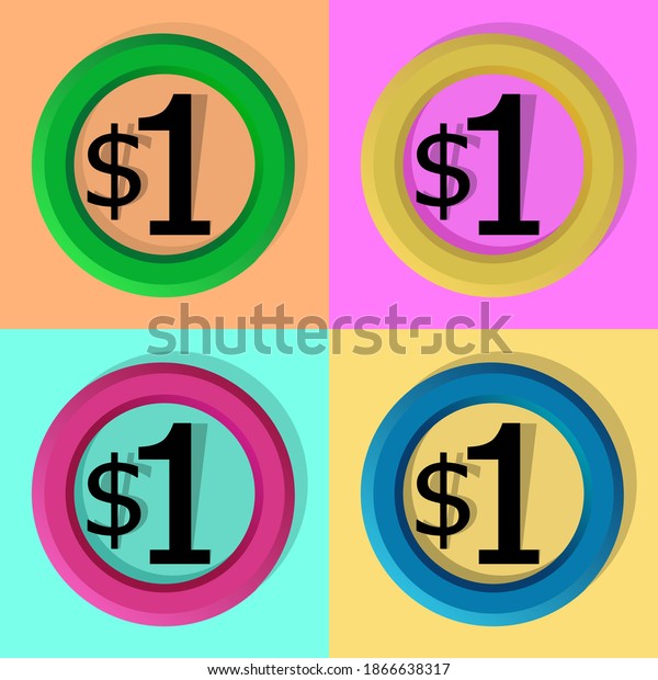 One Dollar Sign Four Variants On Stock Vector (Royalty Free) 1866638317