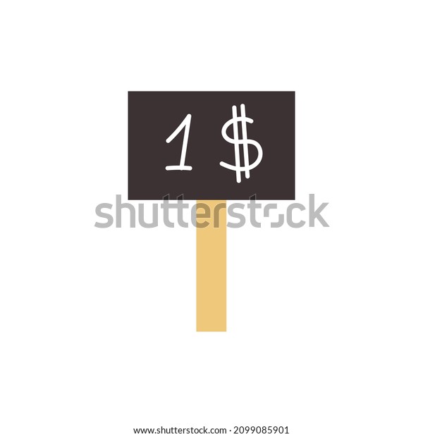 One Dollar Signboard Hand Drawn Naive Stock Vector (Royalty Free ...