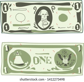 Vektor Stok One Dollar Sketch Vector Graphics (Tanpa Royalti ...