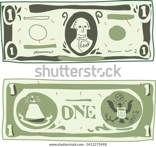 Vektor Stok One Dollar Sketch Vector Graphics (Tanpa Royalti ...