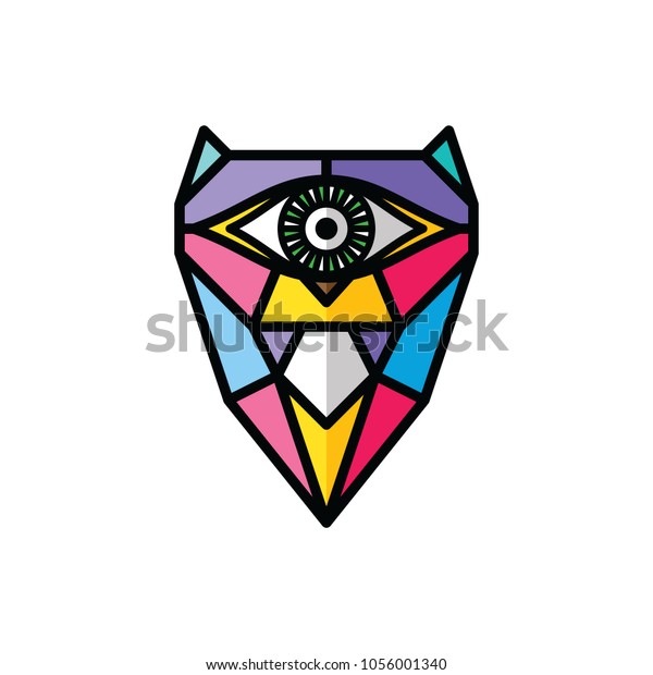 One Eye Owl Logo Logotype Colorful Stock Vector (Royalty Free ...