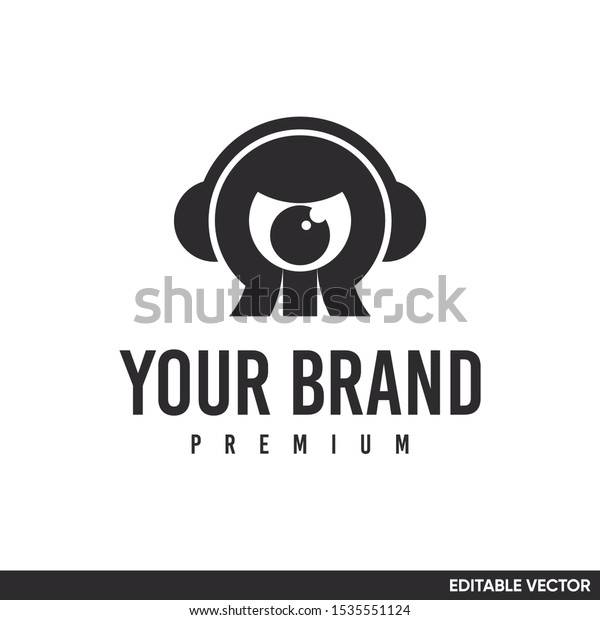 One Eye Skull Headphone Logo Stock Vector (Royalty Free) 1535551124 ...