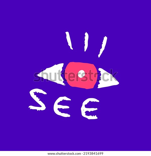 One Eye Symbol See Typography Cartoon Stock Vector (Royalty Free ...
