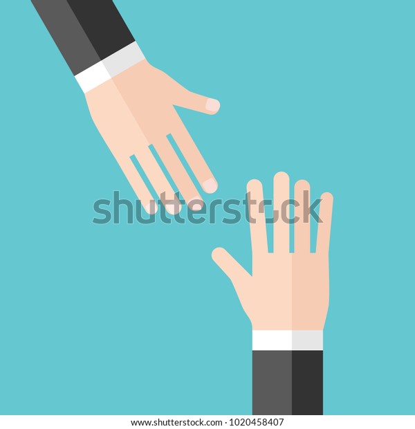 One Hand Reaching Upwards Another Support Stock Vector (Royalty Free ...