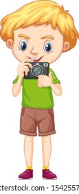 Boy Holding Camera Cartoon Character Sticker Stock Vector (Royalty Free ...