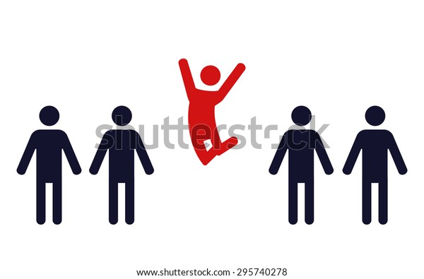 One Happy Jumping Human Figure Row Stock Vector (Royalty Free) 295740278