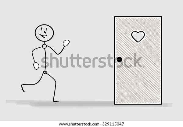 One Happy Running Man Door Heart Stock Vector (Royalty Free) 329115047 ...
