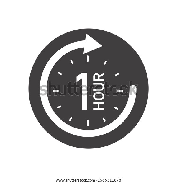One Hour Round Icon Arrow Black Stock Vector (Royalty Free) 1566311878 ...