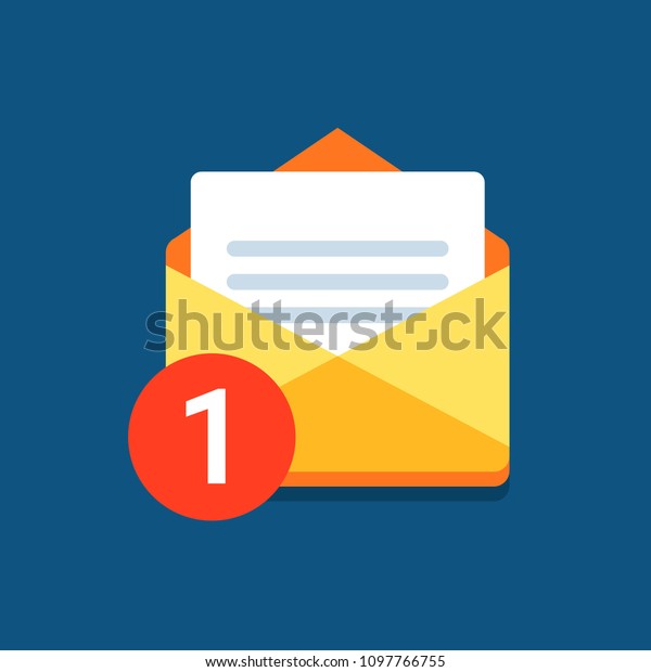 One Incoming Message Open Message Icon Stock Vector (Royalty Free ...